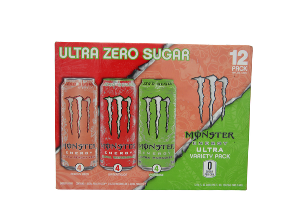 MONSTER ENERGY ULTRA ZERO SUGAR PEACHY HEEN, WATERMELON, PARADISE 12PK ...